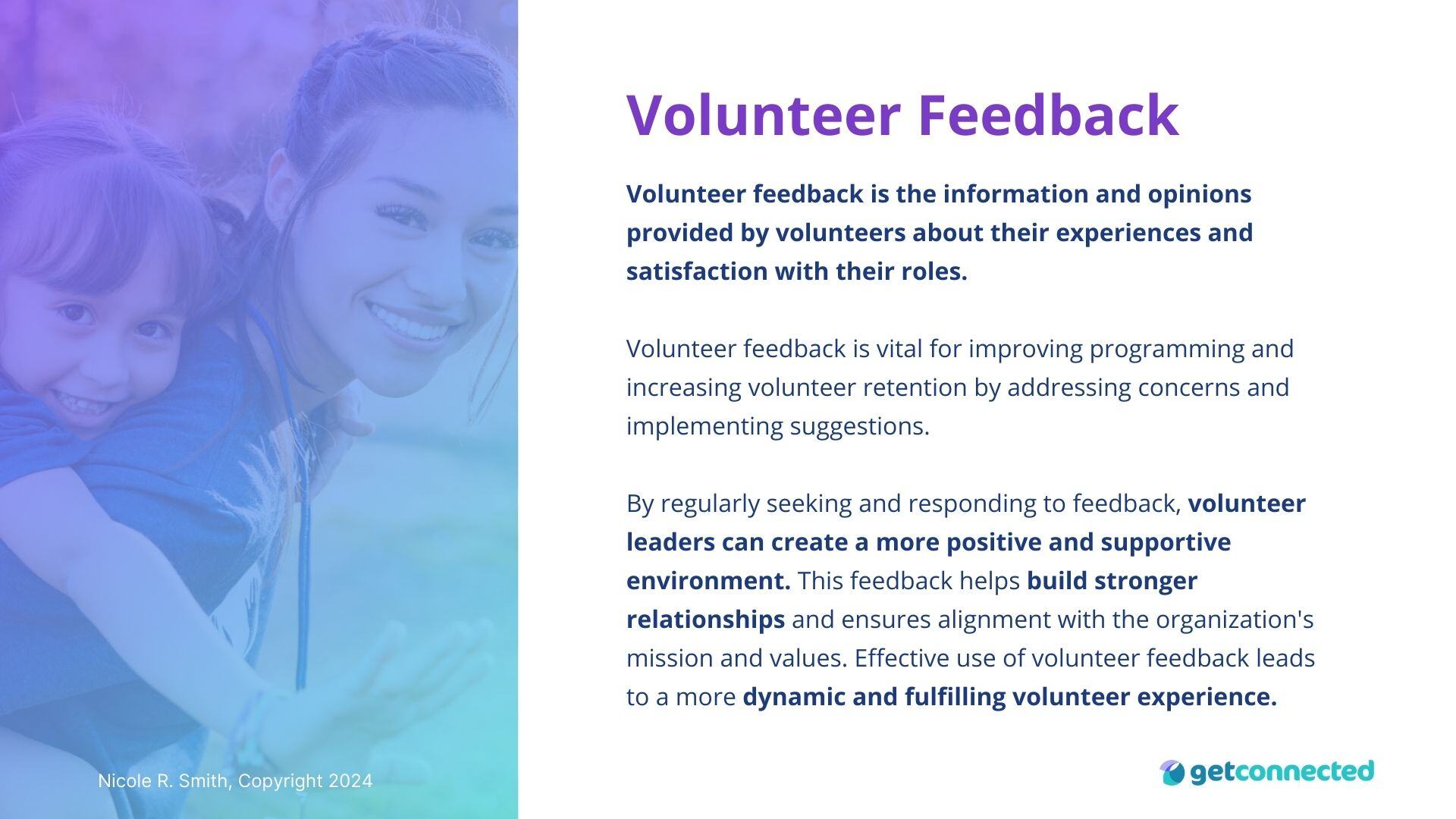 Volunteer Feedback Webinar, Nicole R. Smith, From the Suggestion Box