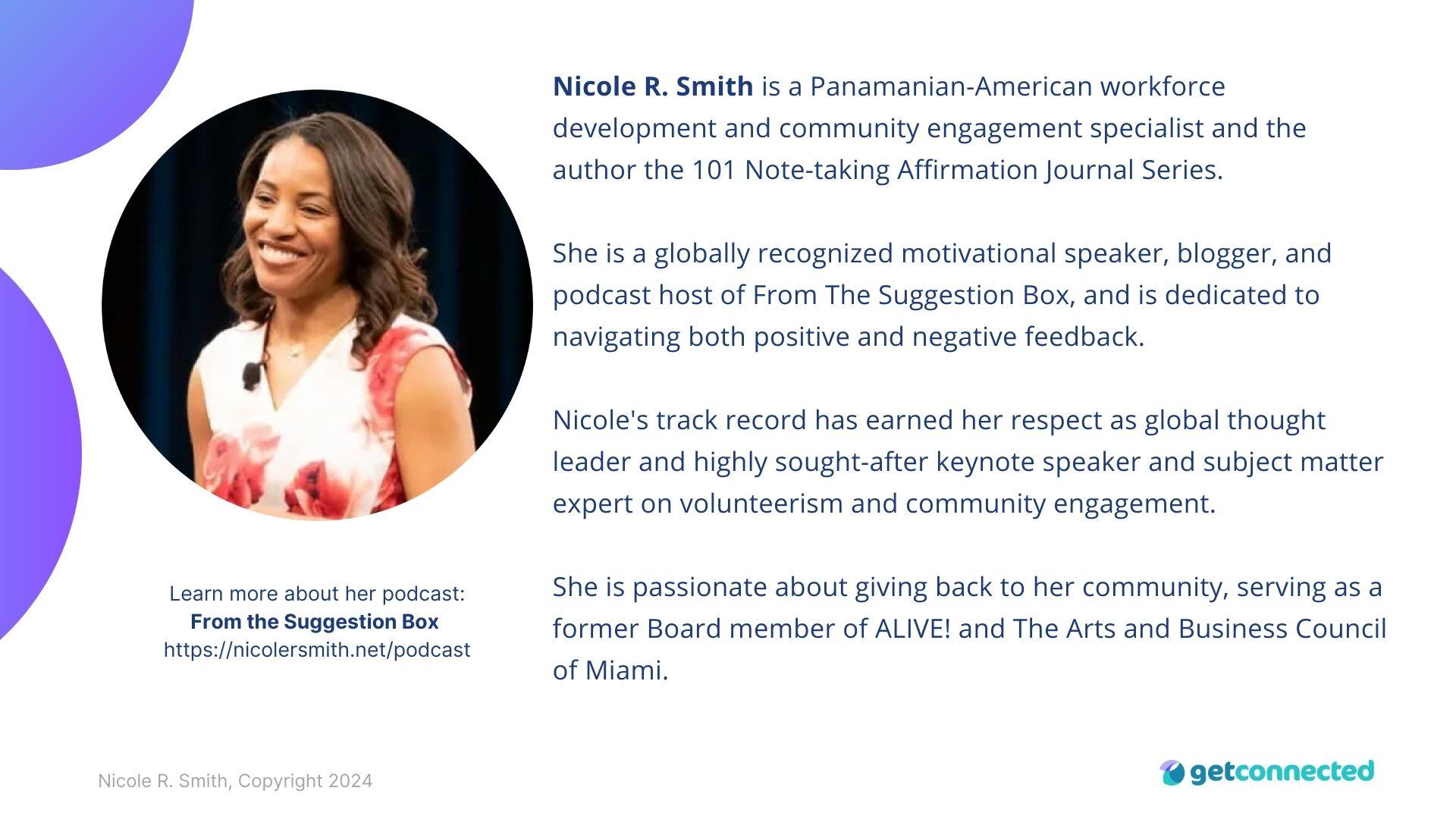 Volunteer Feedback Webinar, Nicole R. Smith, From the Suggestion Box