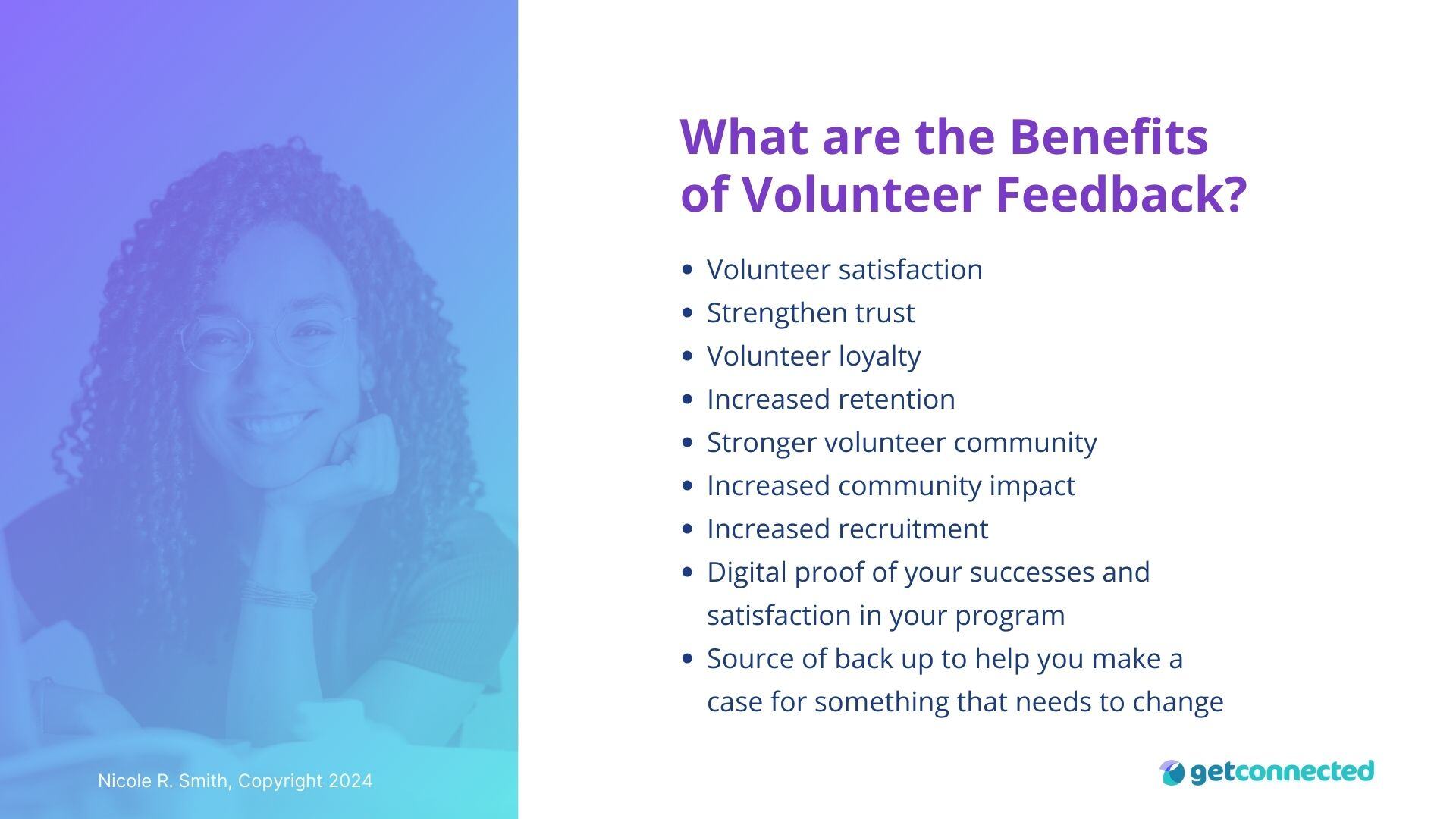 Volunteer Feedback Webinar, Nicole R. Smith, From the Suggestion Box