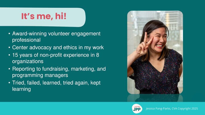 Self-Advocacy in Volunteer Engagement webinar with Jessica Pang-Parks