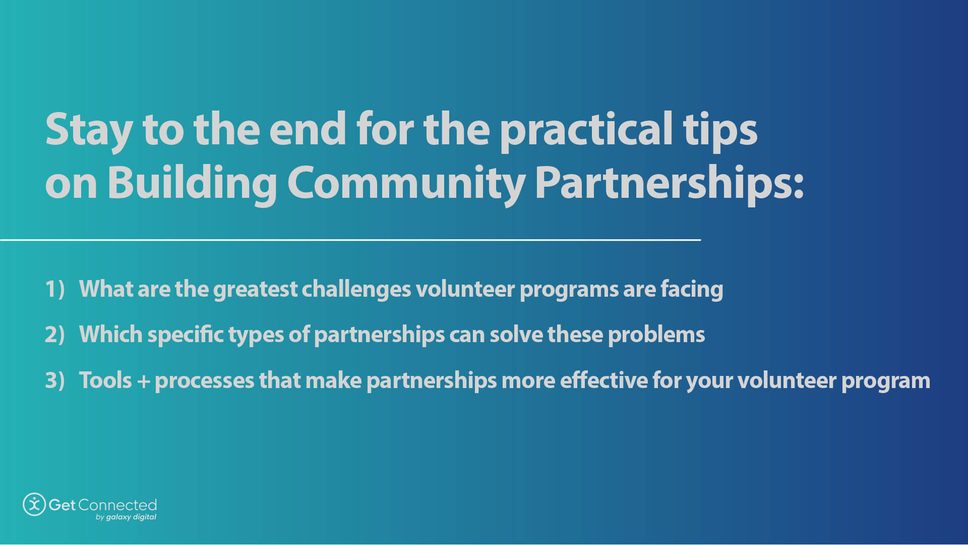 Building Community Partnerships - A Get Connected Webinar